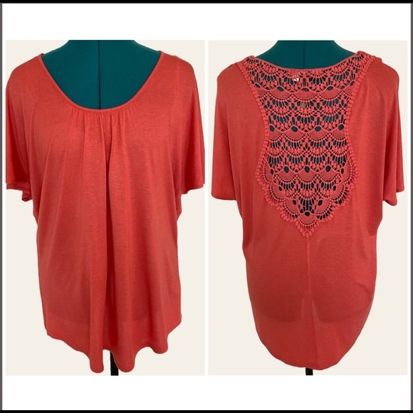 LC Lauren Conrad | Tops | Lauren Conrad Coral Knit Shirt Top Crocheted ...